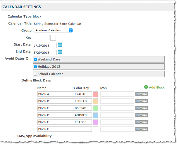Creating block calendars – Finalsite Support