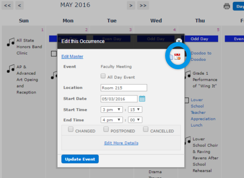 Deleting a single instance from a recurring event – Finalsite Support