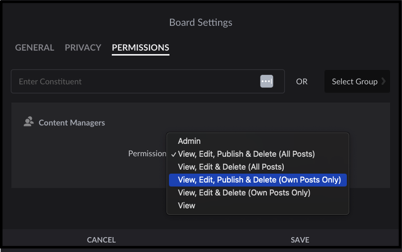 Posts permissions – Finalsite Support