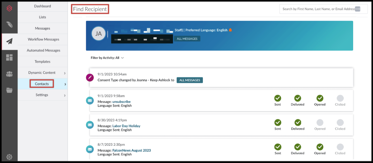 Troubleshoot recipients who are not receiving communications in Messages – Finalsite Support