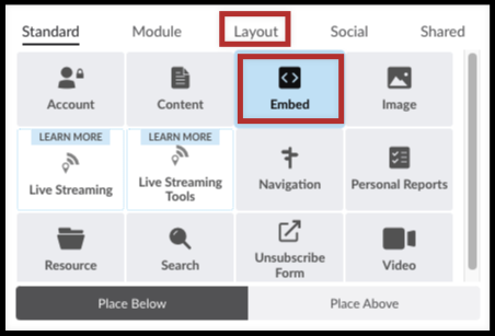 Embed element – Finalsite Support