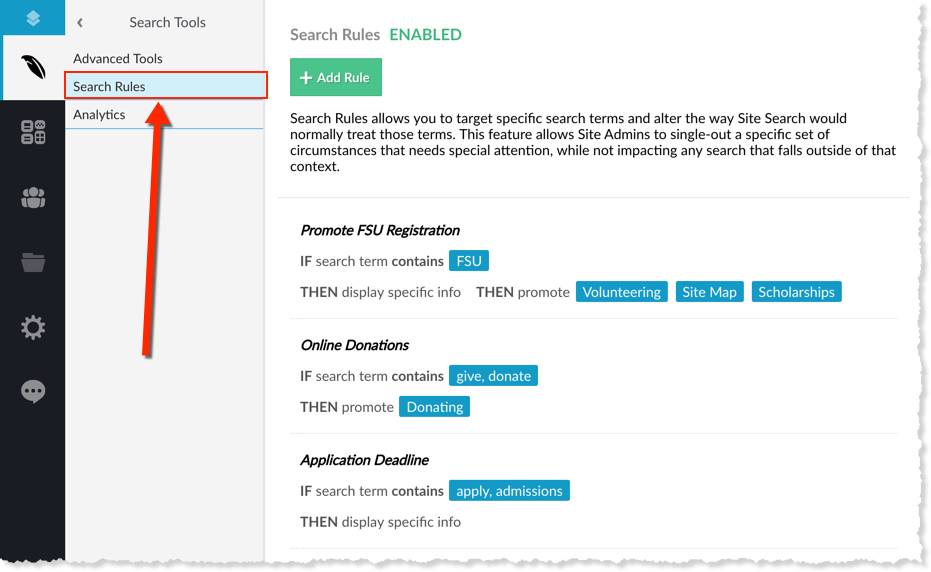Search Tools: Search Rules – Finalsite Support