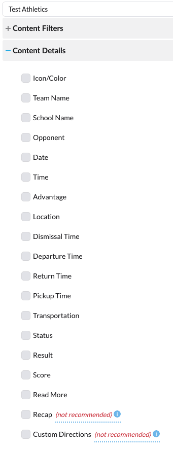 Connect dynamic content into Messages from Athletics Manager – Finalsite Support
