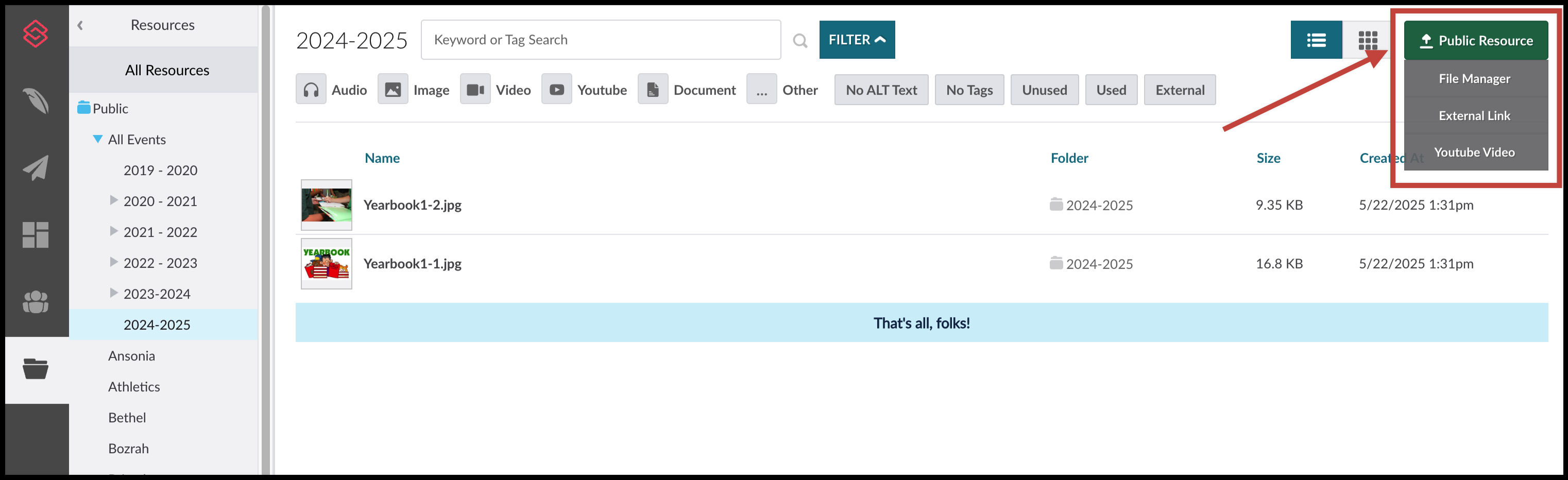 Create an external resource – Finalsite Support