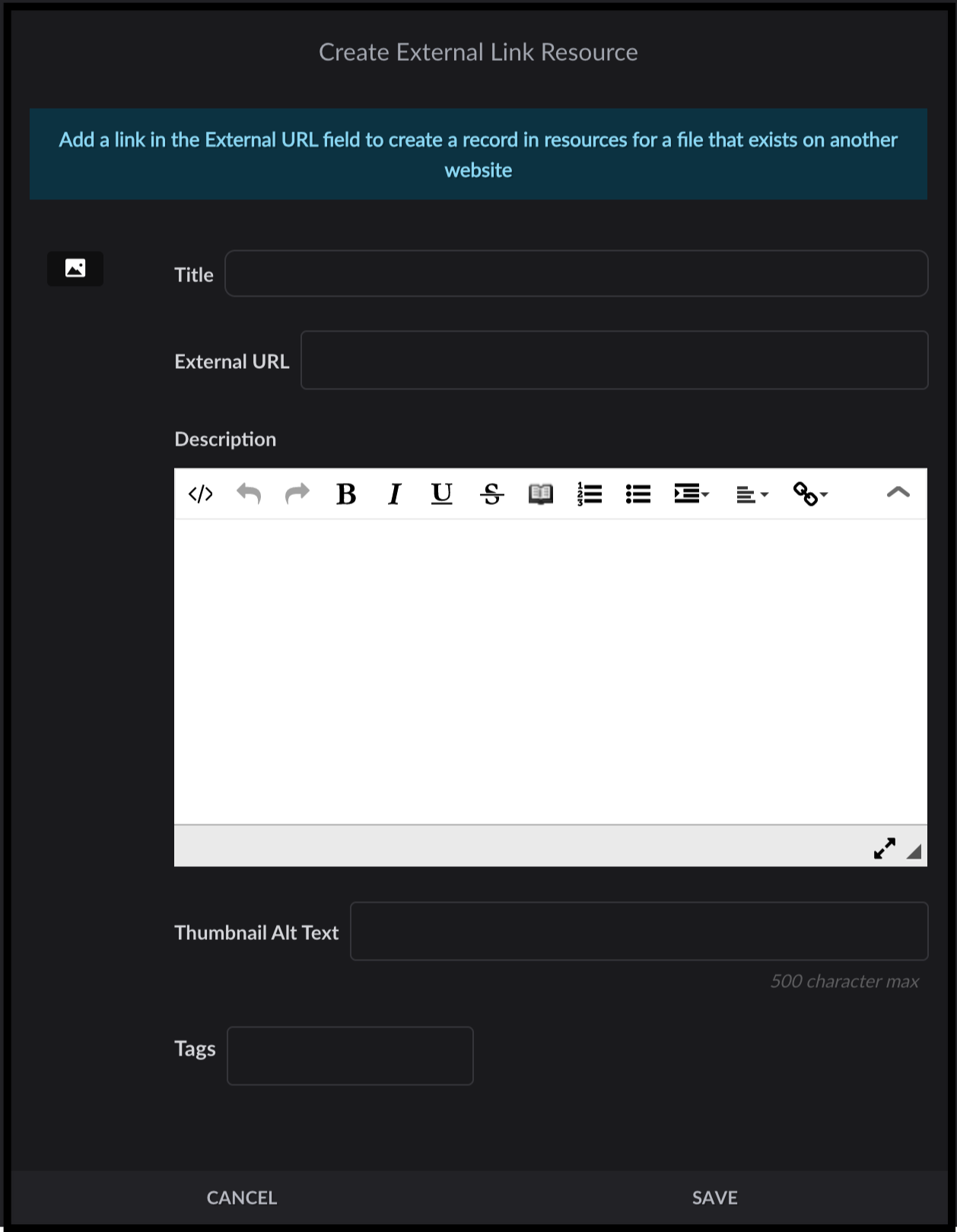 Create an external resource – Finalsite Support