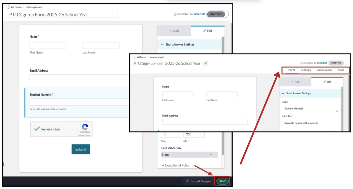 Build a form – Finalsite Support