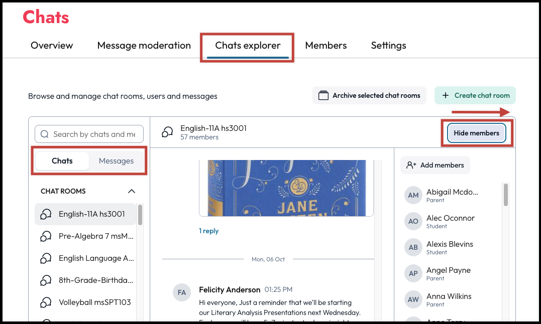 Chat for school leaders: Manage your Chat feature in the module ...
