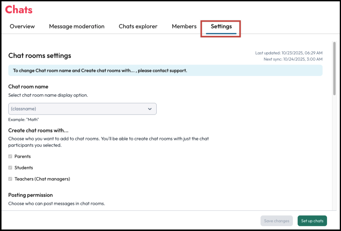 Chat for school leaders: Configure your chat environment settings ...